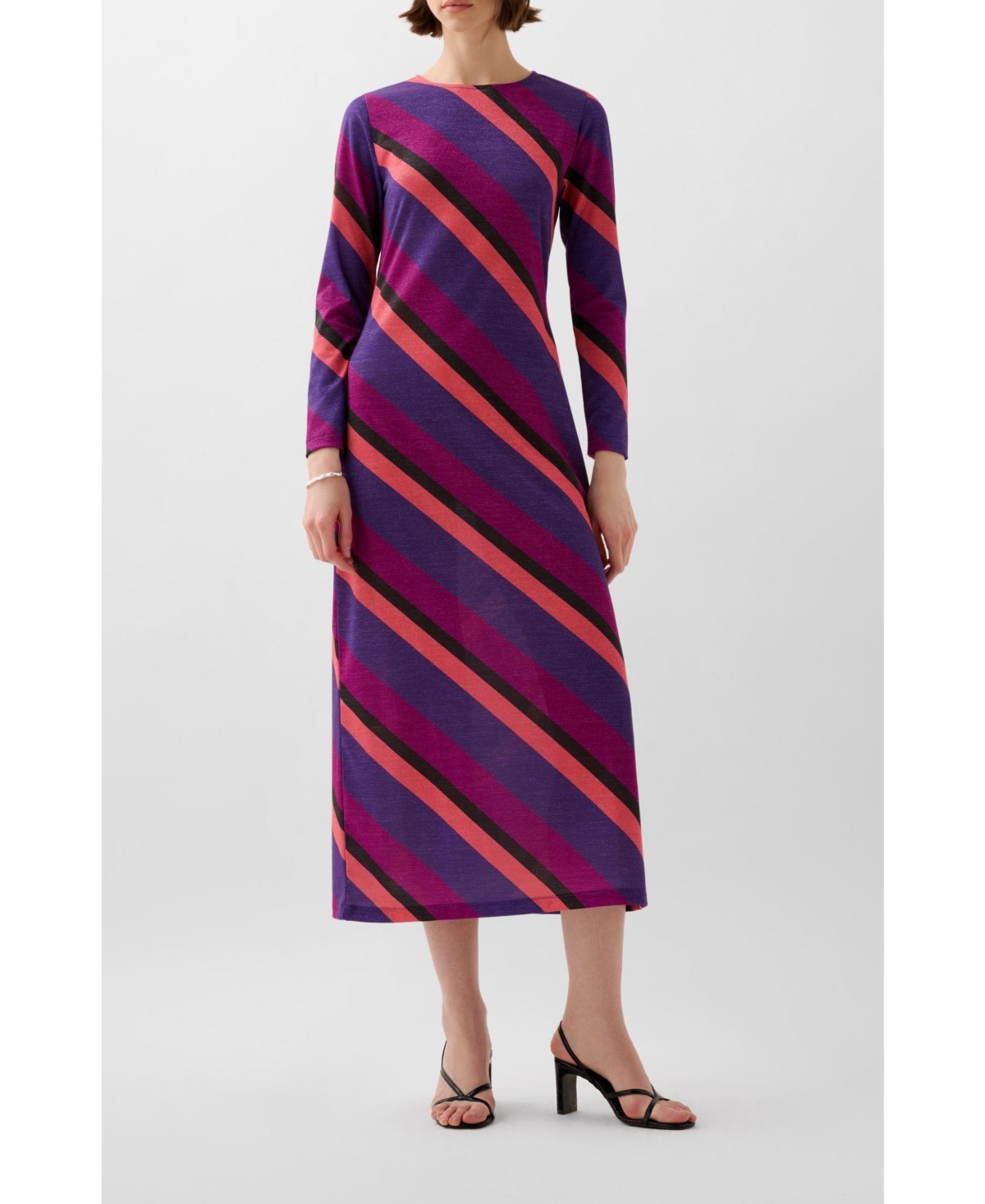 Click here for Scalpers Womens Stripes Lurex Jersey Dress - Purpl... prices