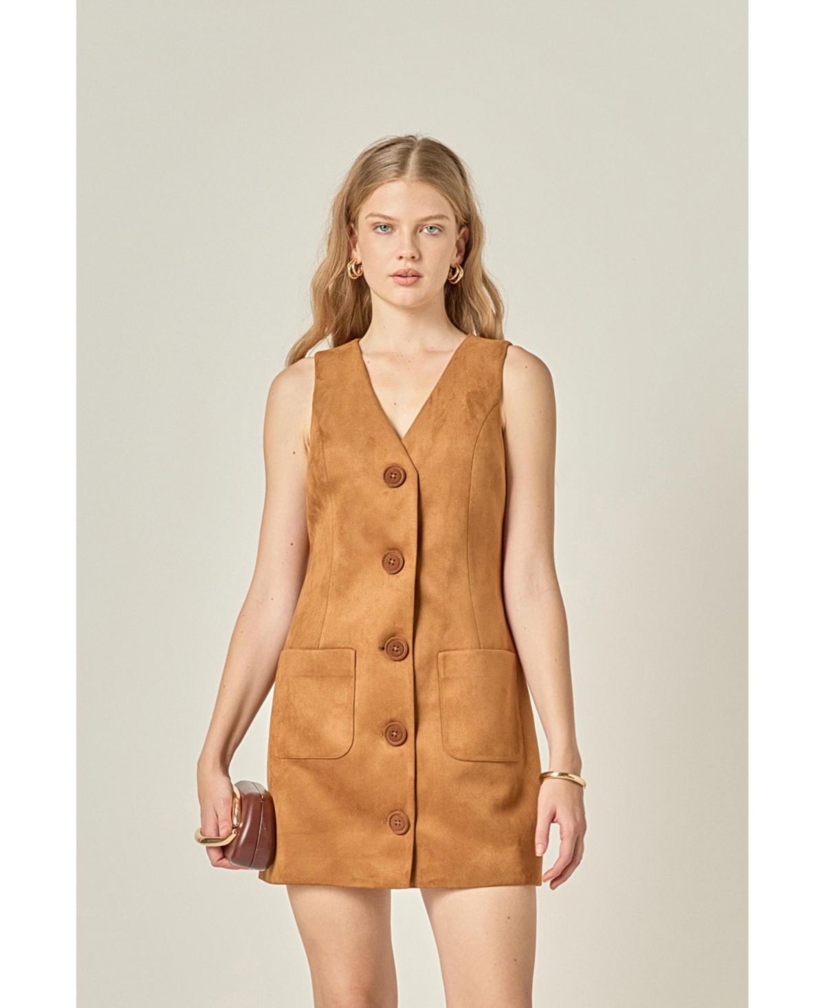 Click here for English Factory Womens Suede Vest Dress - Camel prices