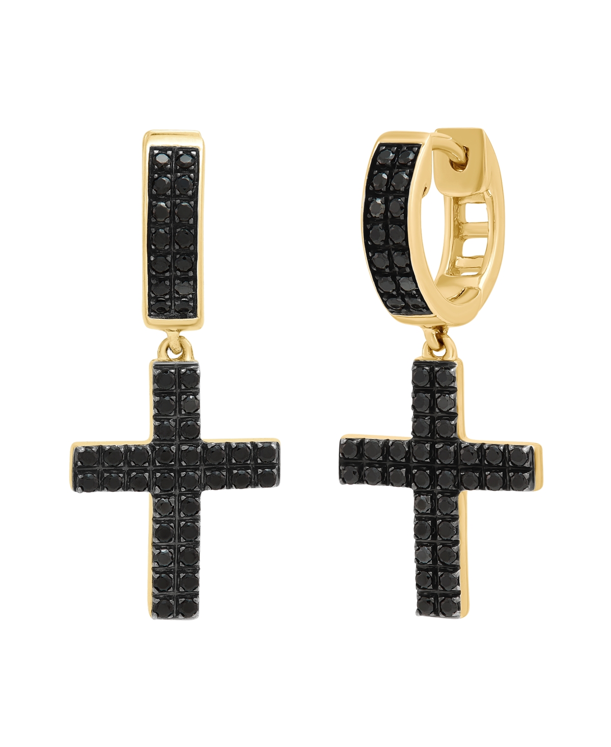 Click here for Macys Mens Black Diamond Huggies Drop Earrings (1/... prices