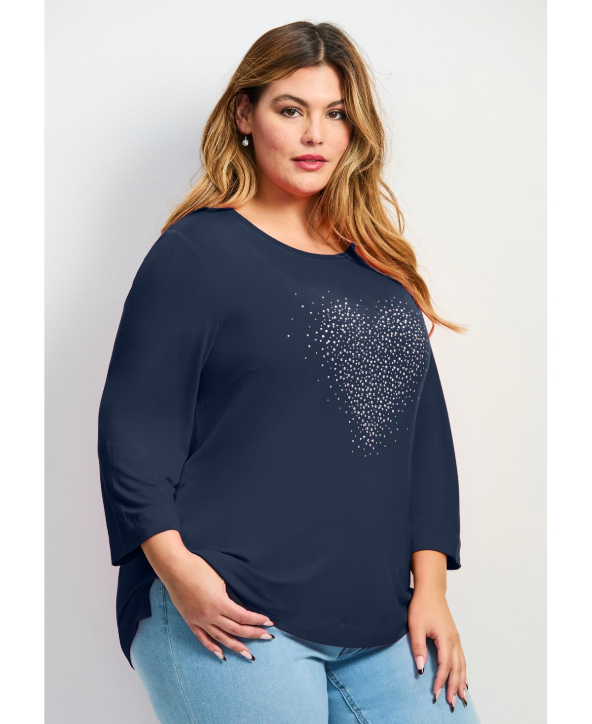 Click here for Avenue Womens Love Heart Top - Navy prices