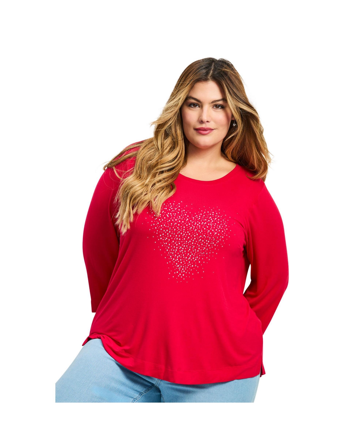 Click here for Avenue Womens Love Heart Top - Red prices