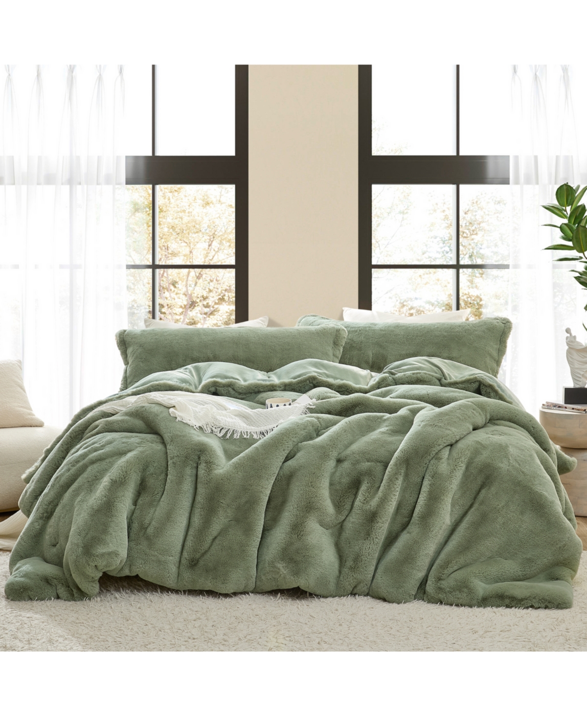 Coma Inducer 1 100 Bunnies Oversized Twin Comforter Set - Plush Reverse - Calming Sage - Calming sage