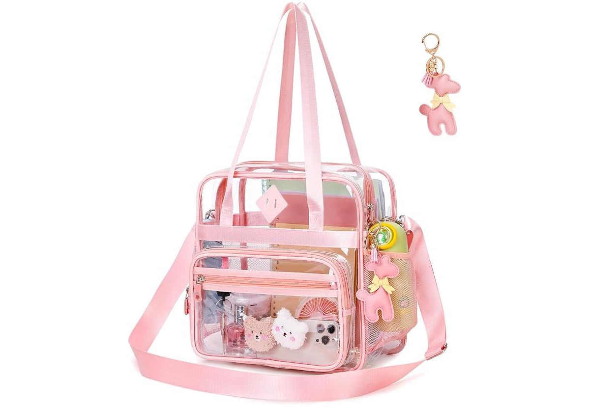 Click here for Batfox Clear See Through Tote Bag for Women - Pink prices