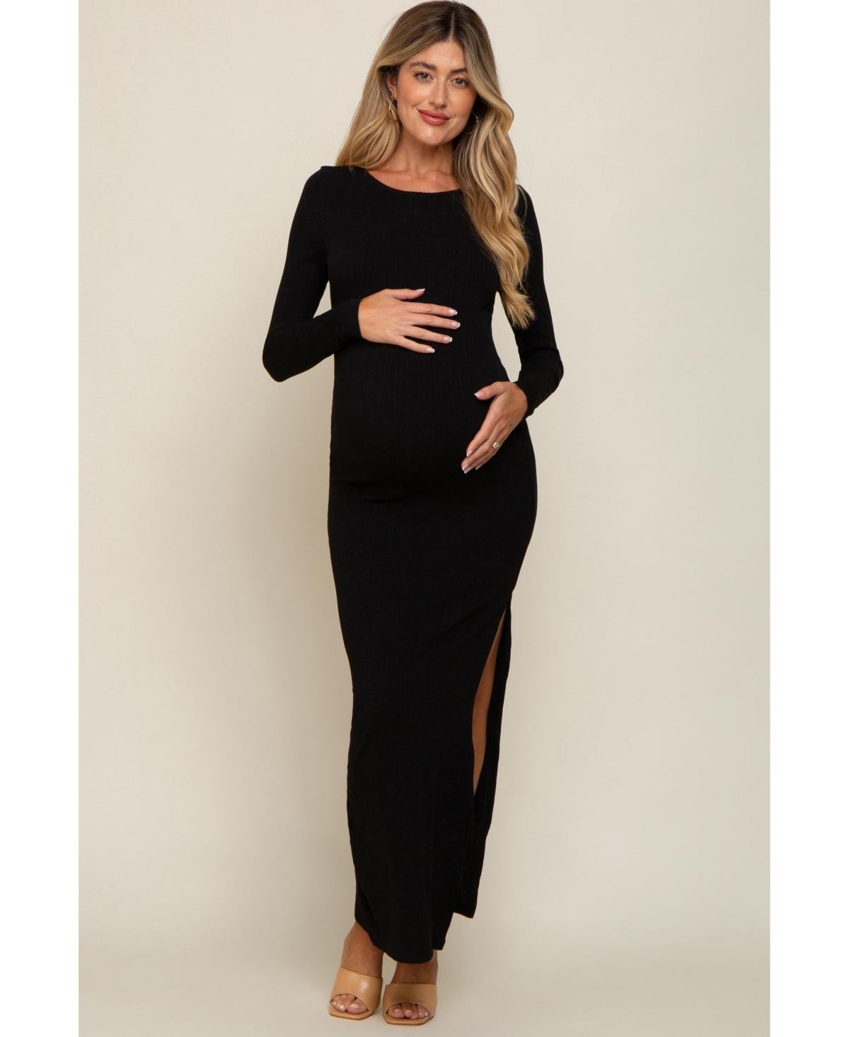Click here for Pinkblush Maternity Black Ribbed Long Sleeve Side... prices