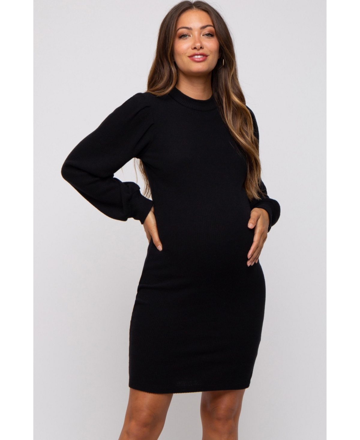 Click here for Pinkblush Maternity Black Ribbed Long Sleeve Mock... prices
