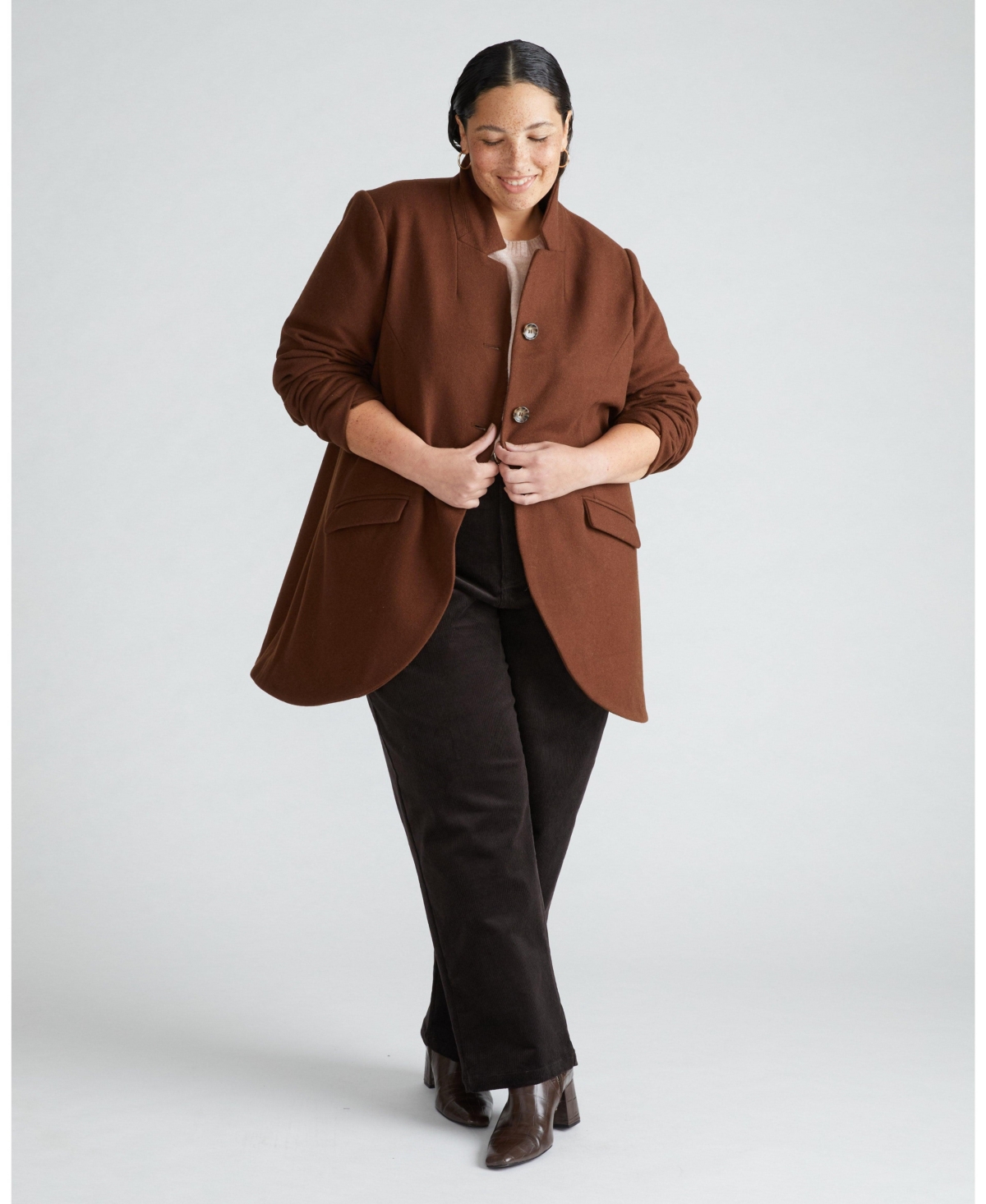 Click here for Universal Standard Plus Size Beas Coat - Grizzly prices