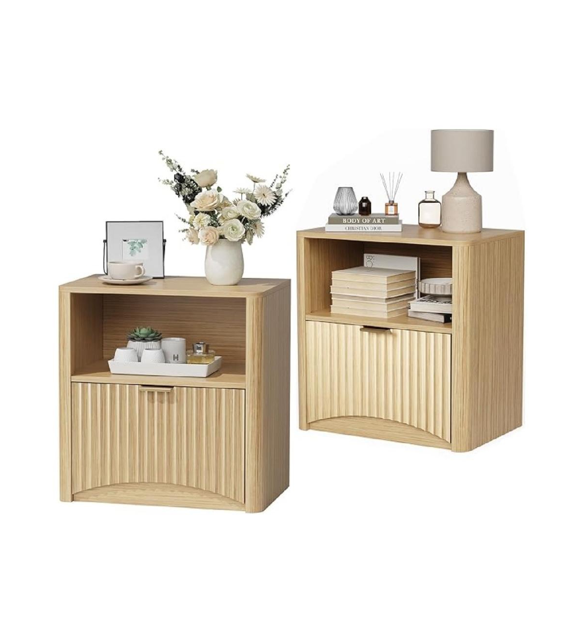Click here for Gaomon 2pcs Nightstands  Fluted Nightstand with Dr... prices
