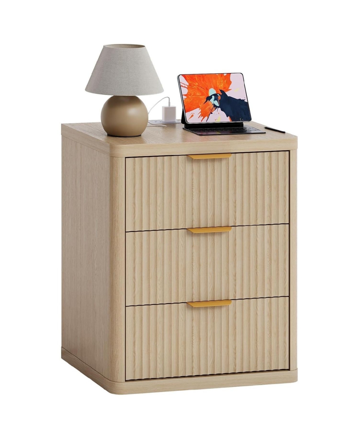 Click here for gaomon Fluted Nightstand with Charging Station  Be... prices