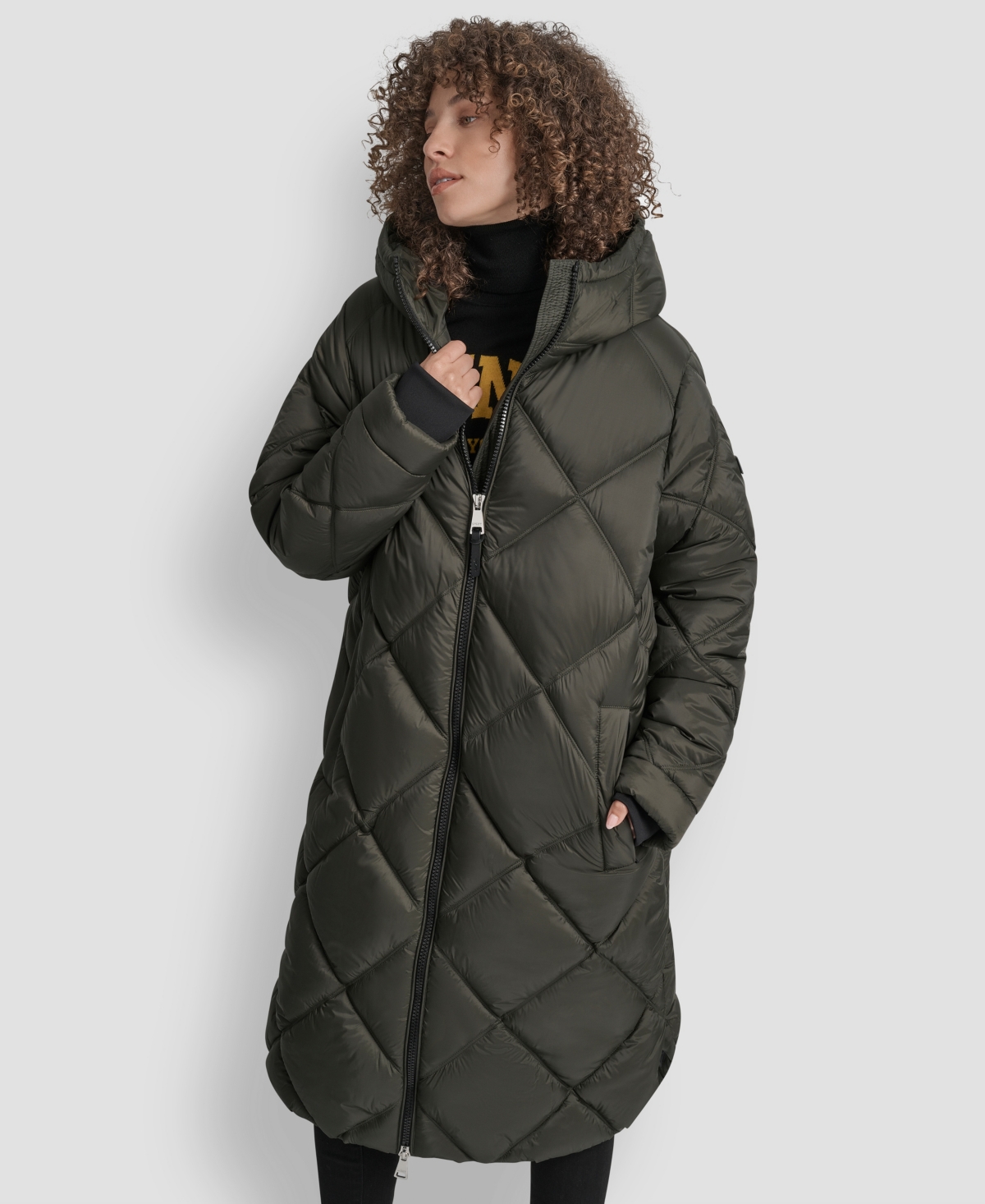 Click here for Dkny Womens Diamond Quilted Hooded Puffer Coat - L... prices
