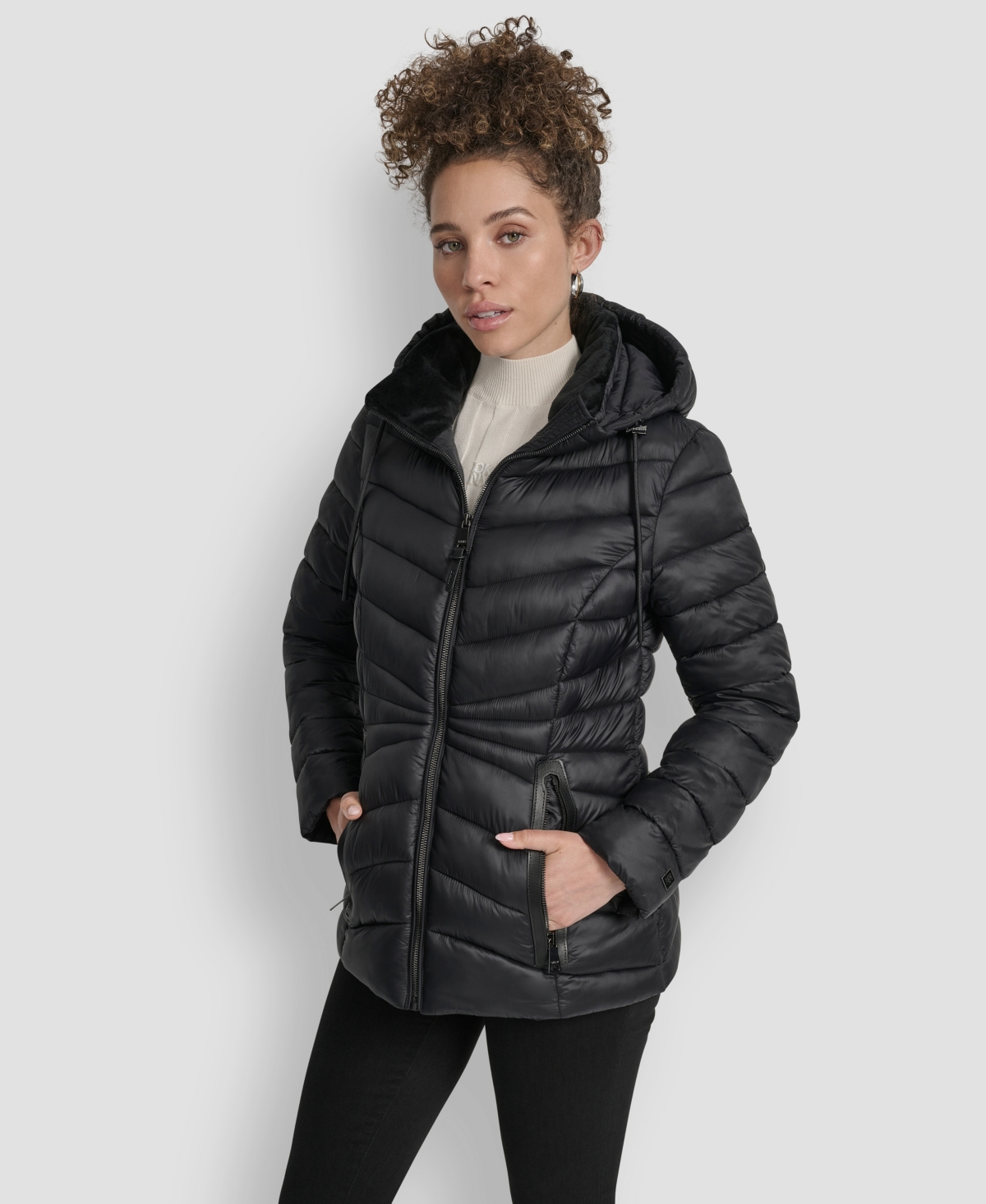 Click here for Dkny Womens Zipper-Front Coat - Black prices