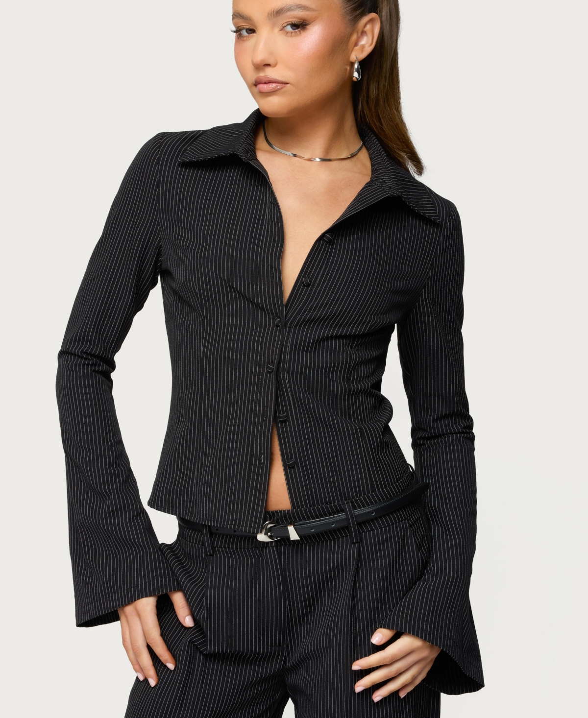 Click here for Edikted Womens Pinstripe Tailored Button Up Shirt... prices