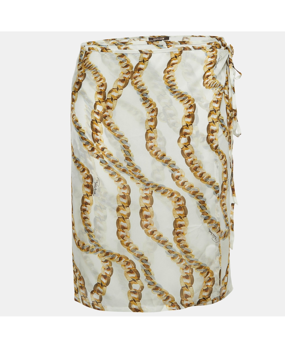 Click here for Pre-Owned Roberto Cavalli Womens Cream Chain Print... prices