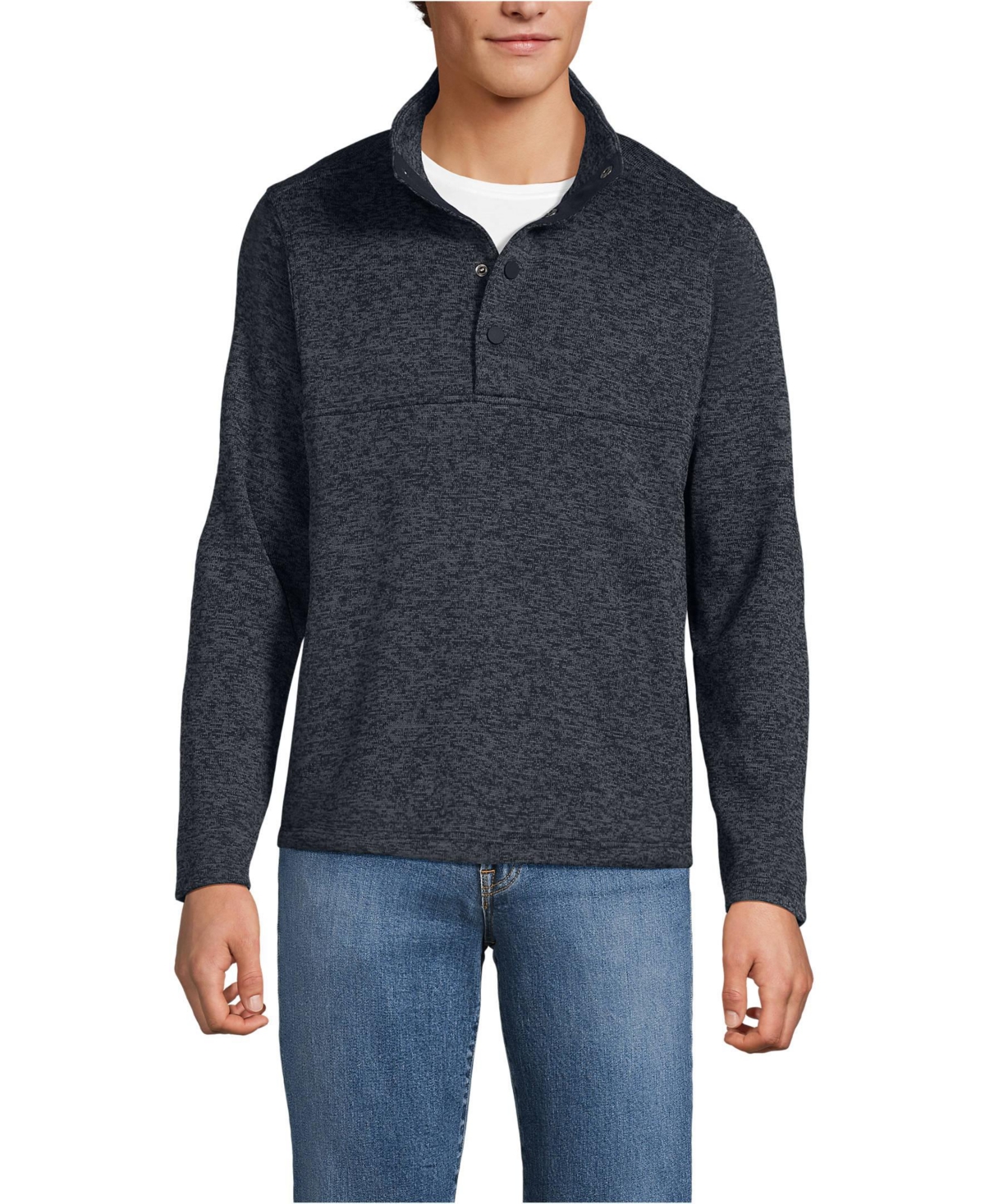 Click here for Lands End Mens Sweater Fleece Snap Neck Pullover J... prices