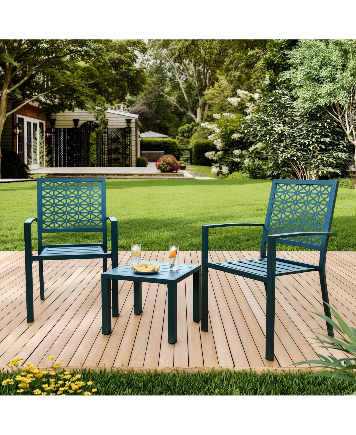 Click here for Gaomon 3 Piece Patio Bistro Set  Black Steel Outdo... prices