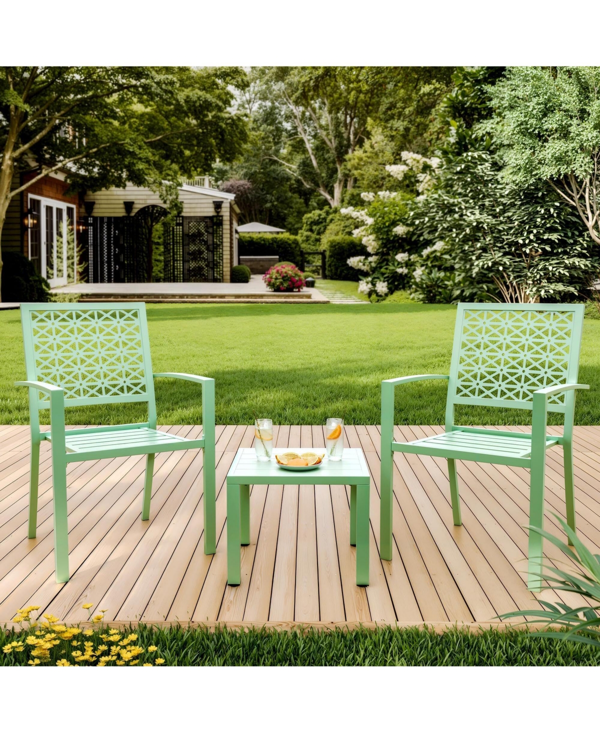 Click here for Gaomon 3 Piece Patio Bistro Set  Black Steel Outdo... prices