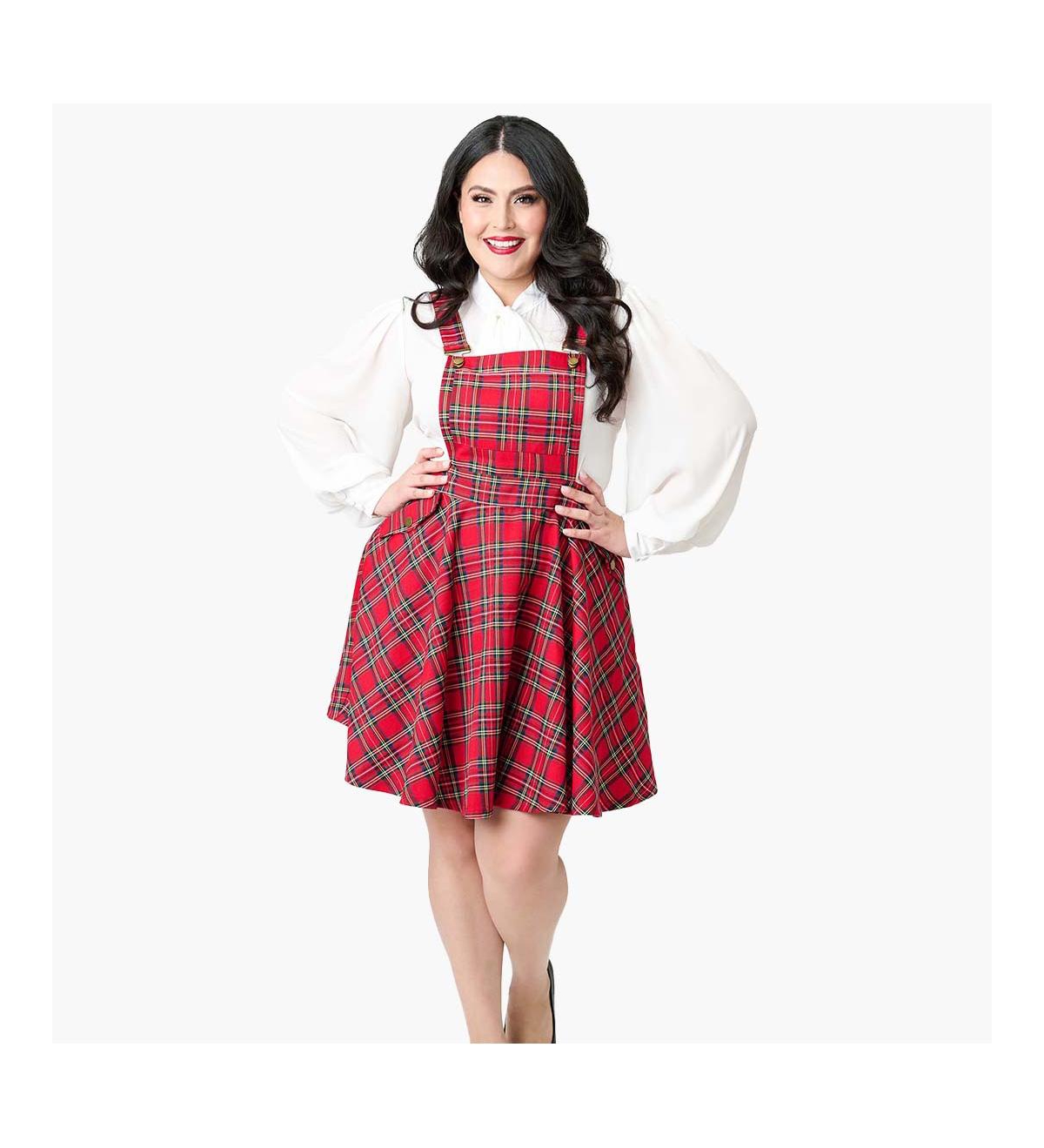 Click here for Unique Vintage Plus Size Brionne Pinafore Skirt -... prices