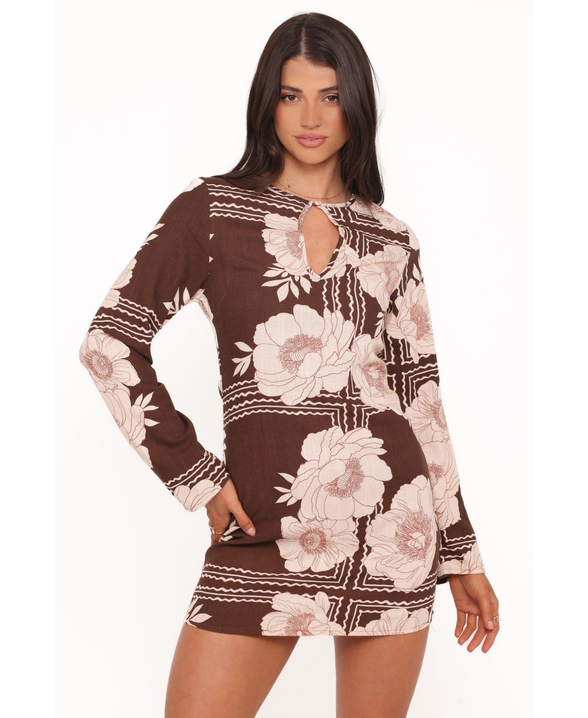Click here for Petal and Pup Womens Marylon Mini Dress - Brown fl... prices