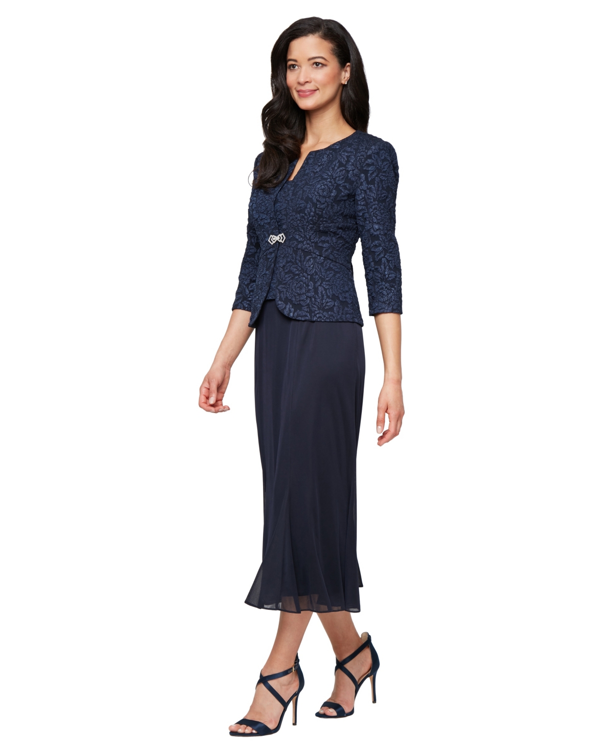 Click here for Alex Evenings Womens Textured Jacquard Tea-Length... prices