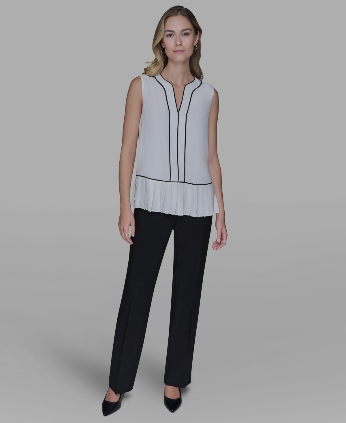 Click here for Karl Lagerfeld Paris Womens Pleated Detail Sleevel... prices