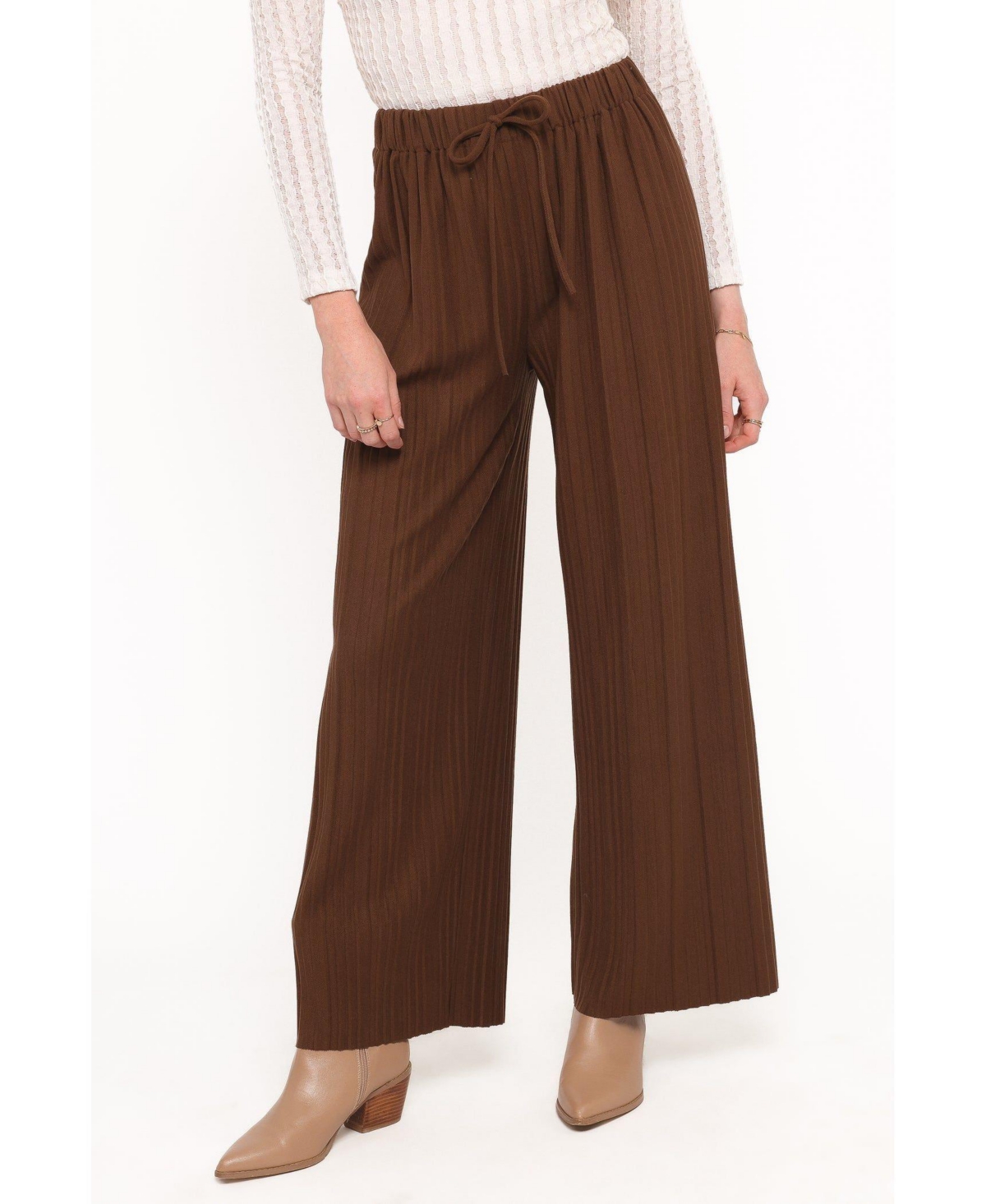 Click here for Petal and Pup Womens Davis Pleated Knit Pant - Bro... prices