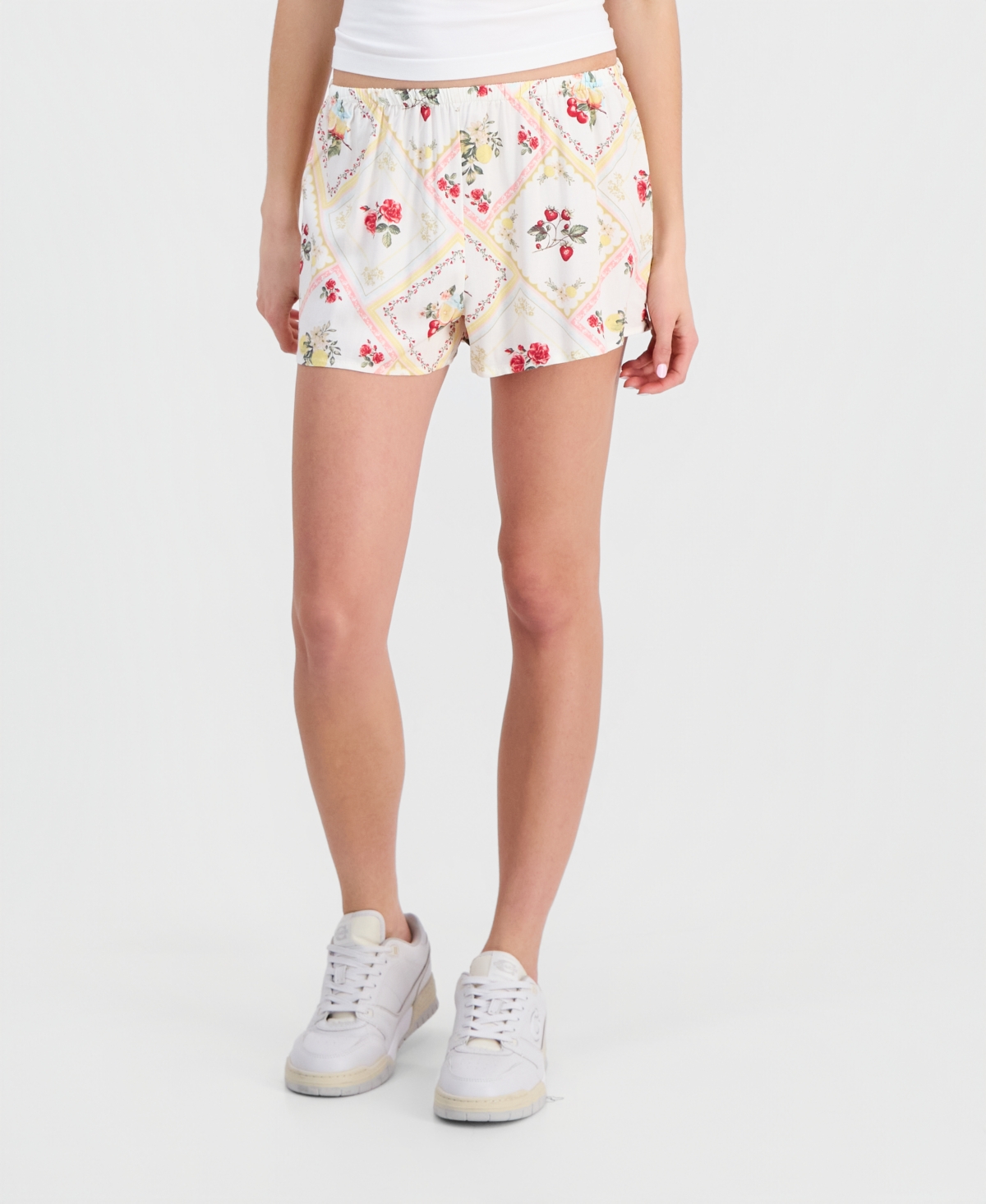 Click here for Madden Girl Juniors Elastic-Waist Shorts - Cream M... prices