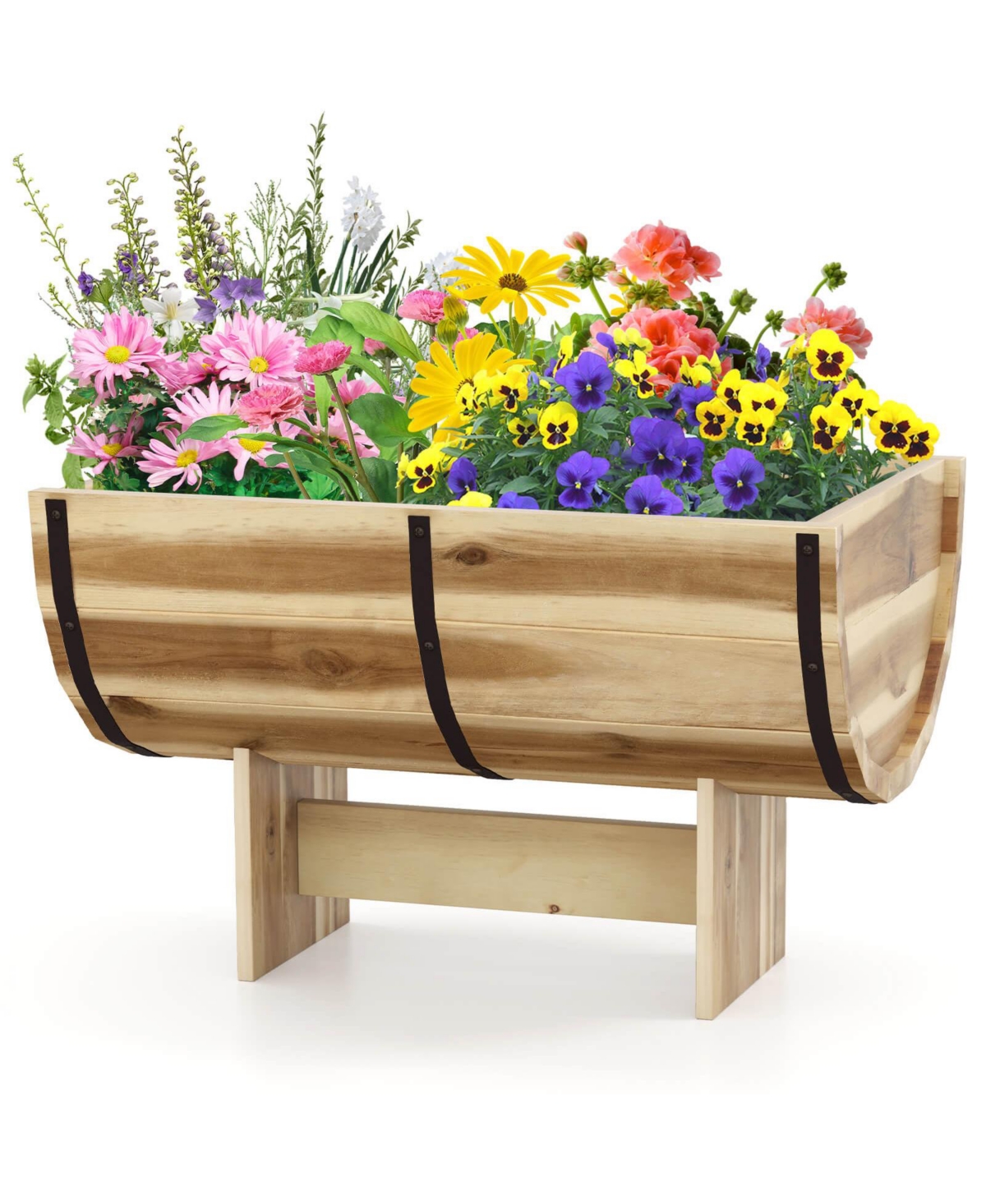 Click here for Costway Outdoor Wooden Planter Solid Acacia Wood H... prices