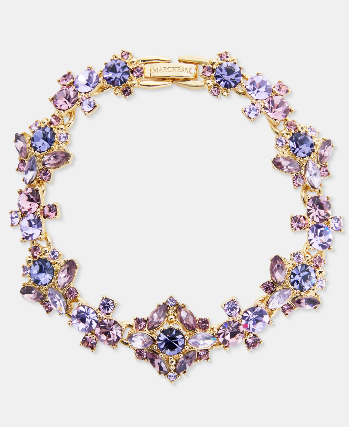 Click here for Marchesa Gold-Tone Multi-Stone Flex Bracelet - Pur... prices