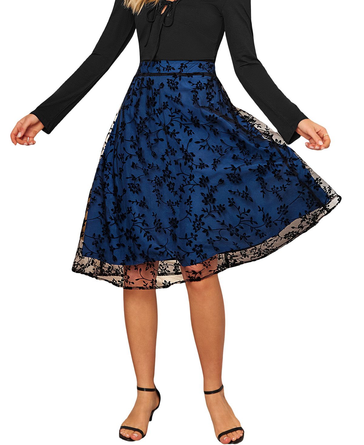 Click here for Cupshe Womens Saphire Blooms Floral Midi Skirt - M... prices