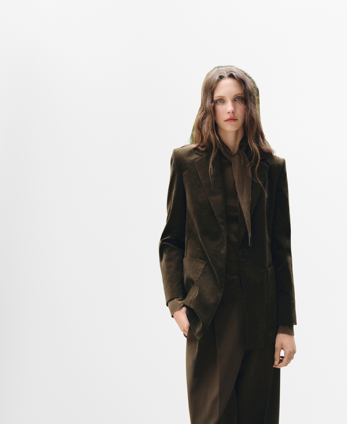 Click here for Mango Womens Pockets Velveteen Jacket - Khaki prices