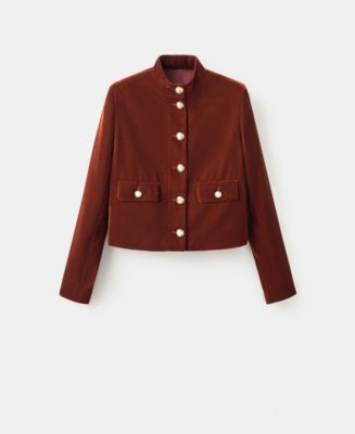 MANGO Women's Buttons Velvet Jacket - Macy's