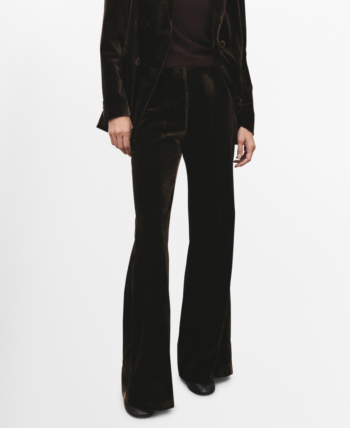 Click here for Mango Womens Velvet Suit Pants - Chocolate prices