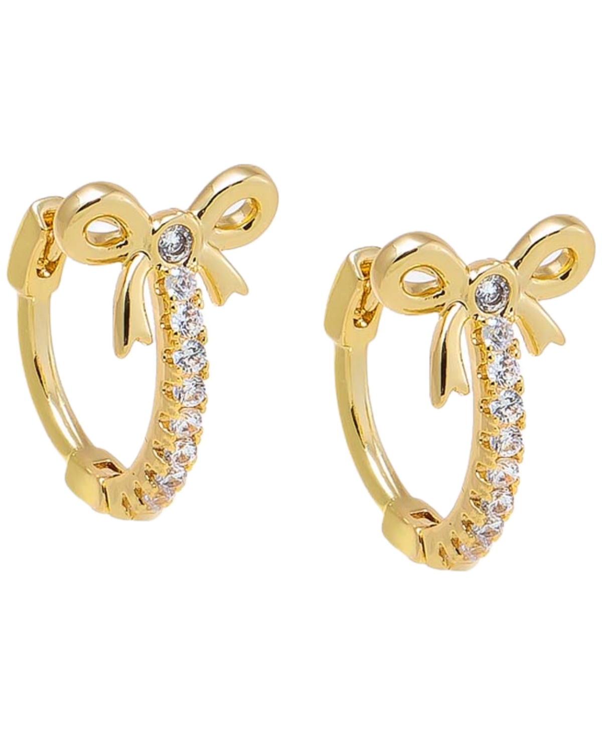 Click here for by Adina Eden Gold Plated Pave Bow Tie Motif Huggi... prices