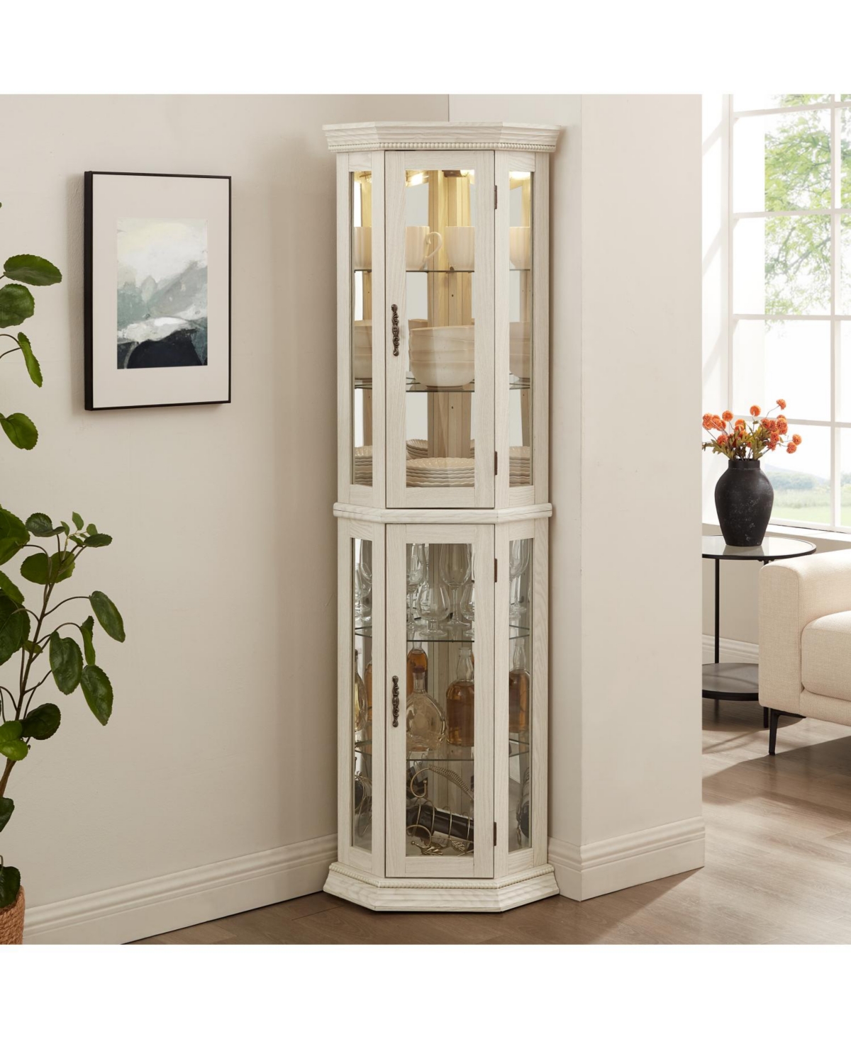 Click here for Streamdale Lighted Corner Curio Cabinet - Glass Di... prices