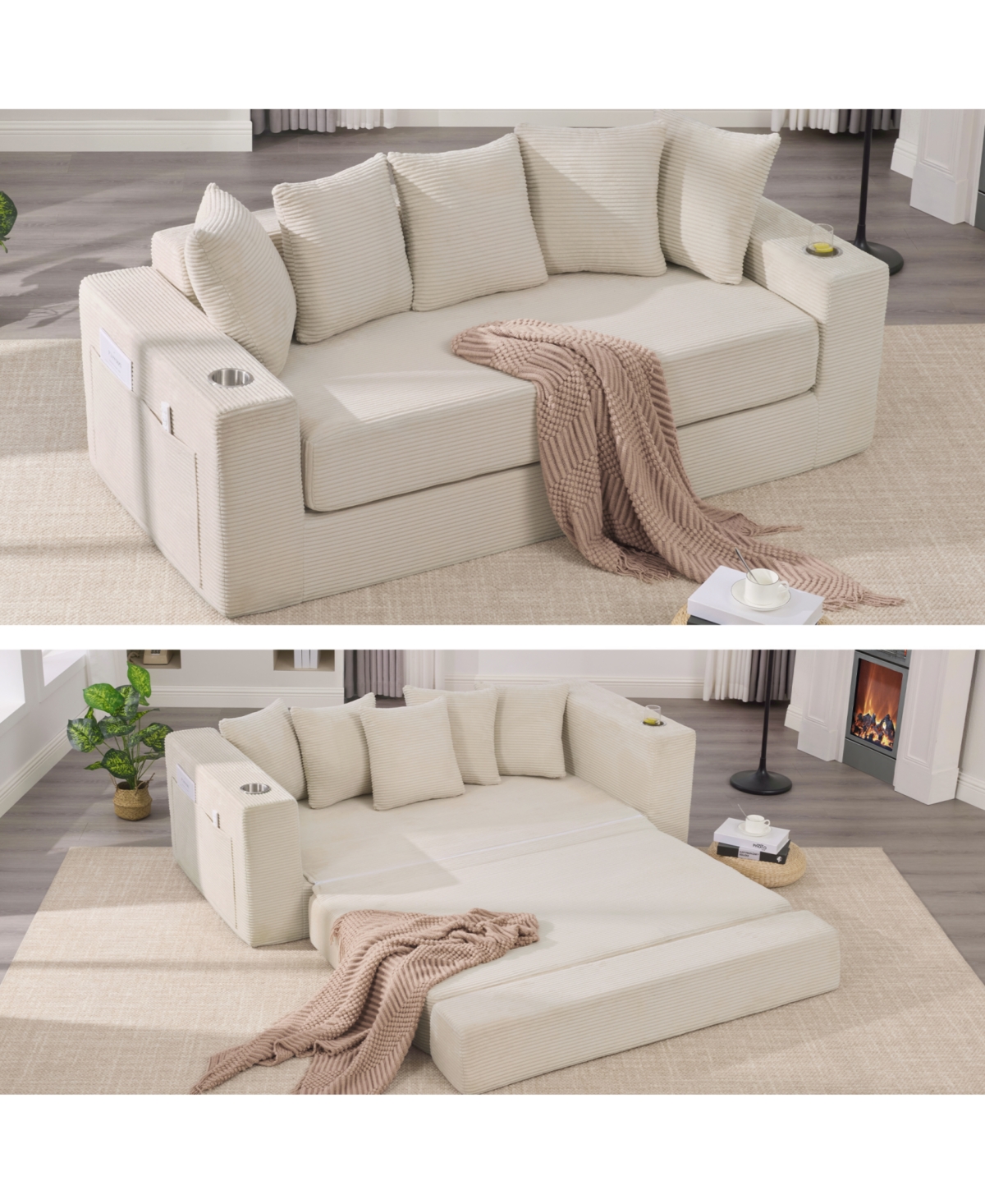 Click here for Streamdale Corduroy Sleeper Sofa Bed Loveseat with... prices