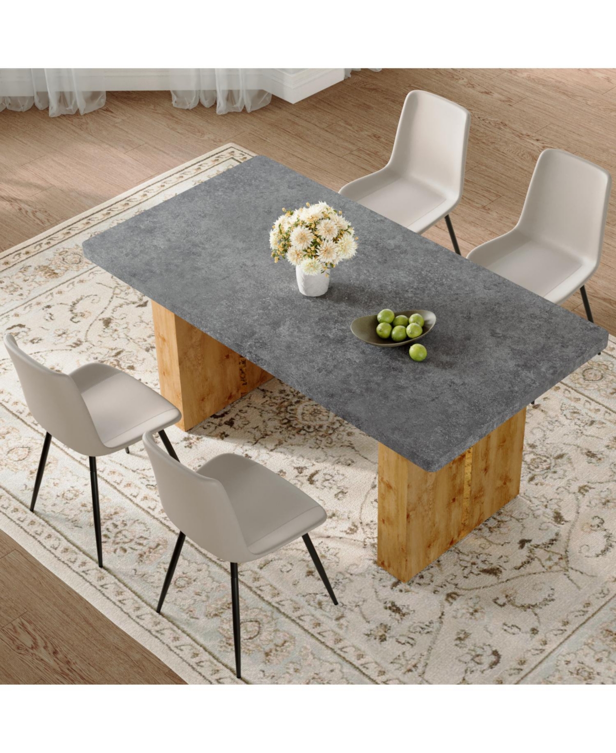 Click here for Streamdale Modern Mdf Dining Set with 4 Gray Leath... prices