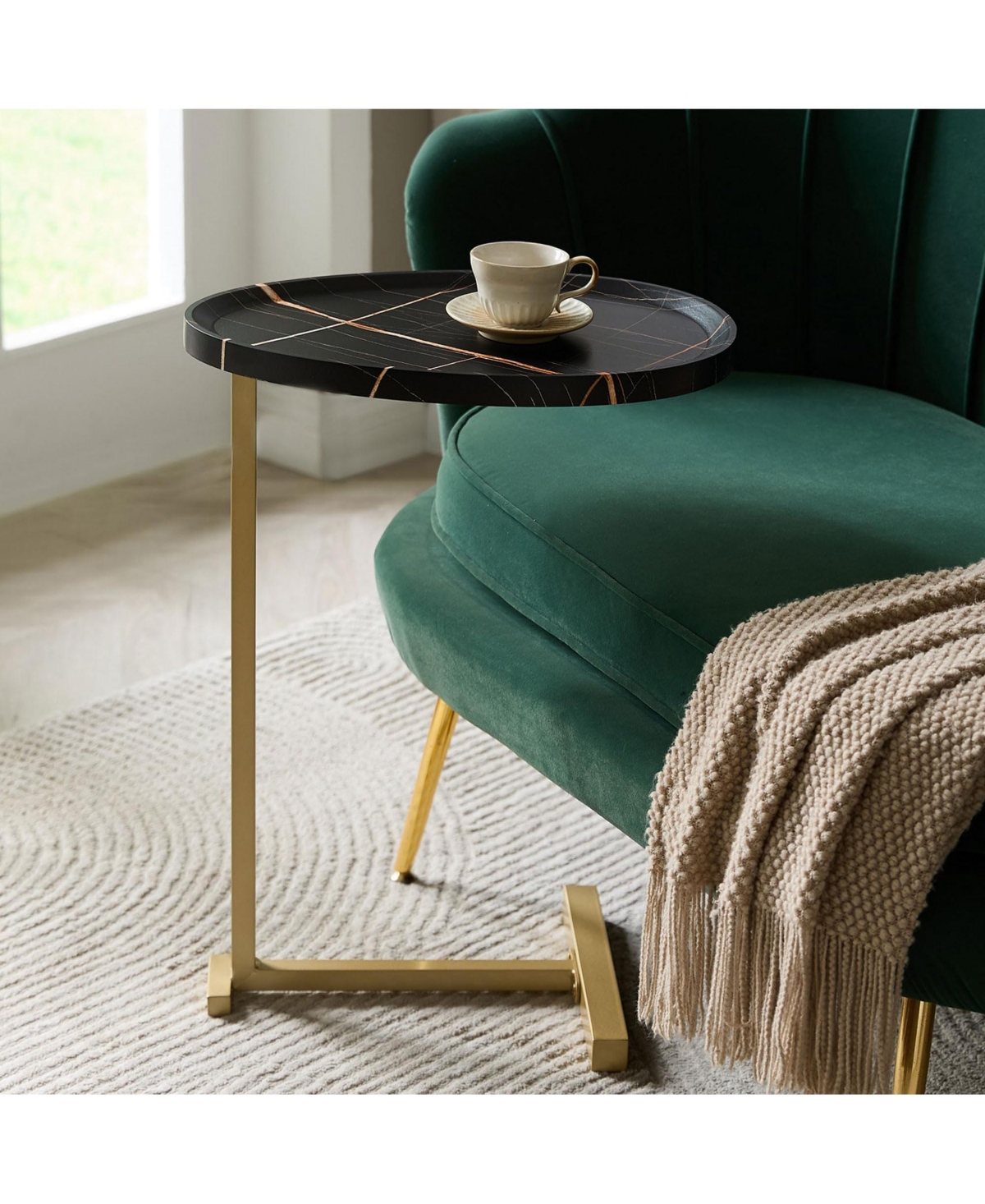 Click here for Kings Brand Furniture Wood and Gold Metal C-Shaped... prices