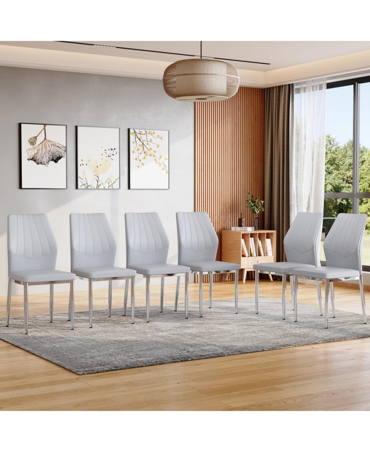 Click here for Streamdale Furniture Set of 6 Light & Silver Dinin... prices