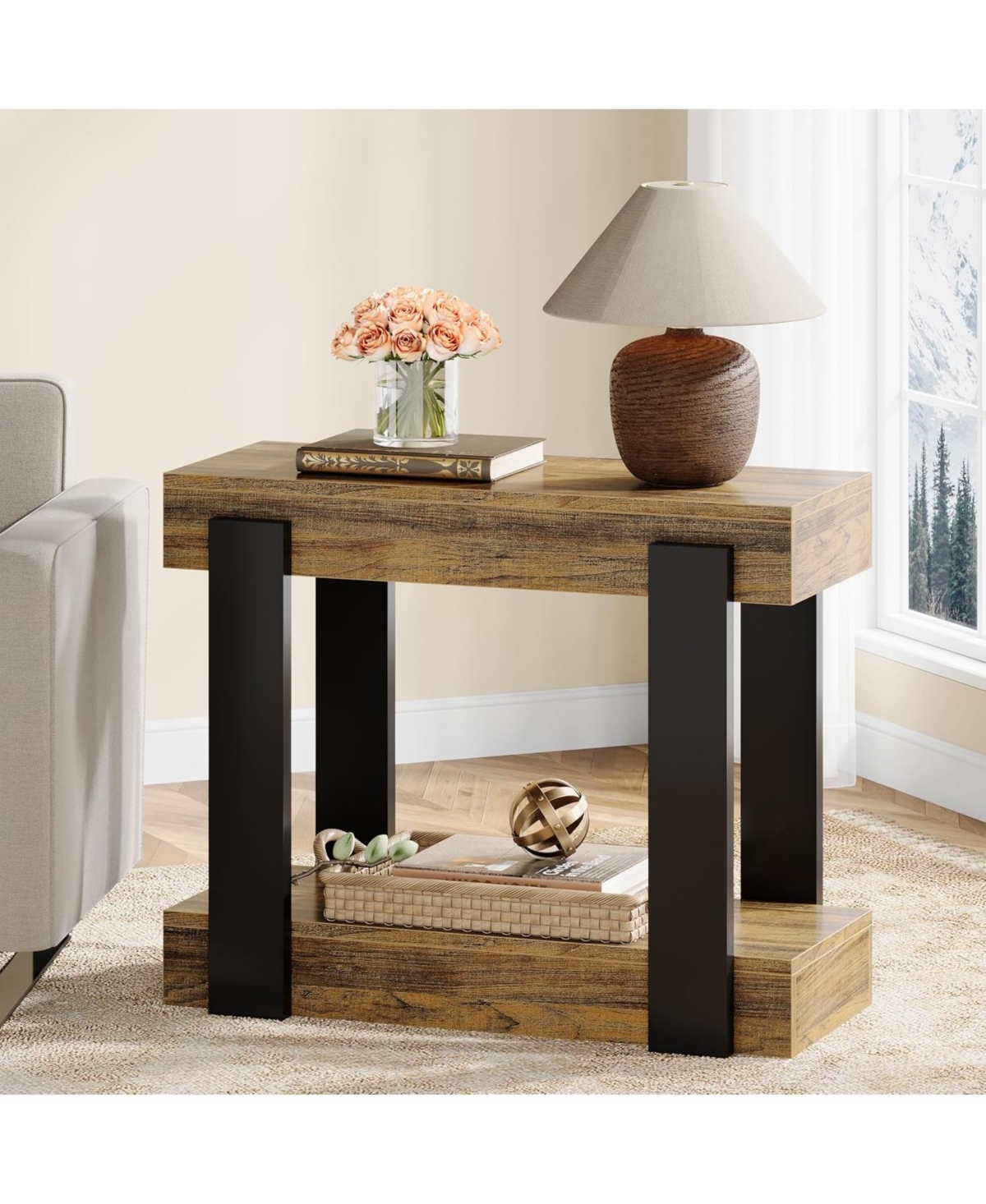 Click here for Tribesigns Narrow Wood End Table  2-Tier Farmhouse... prices