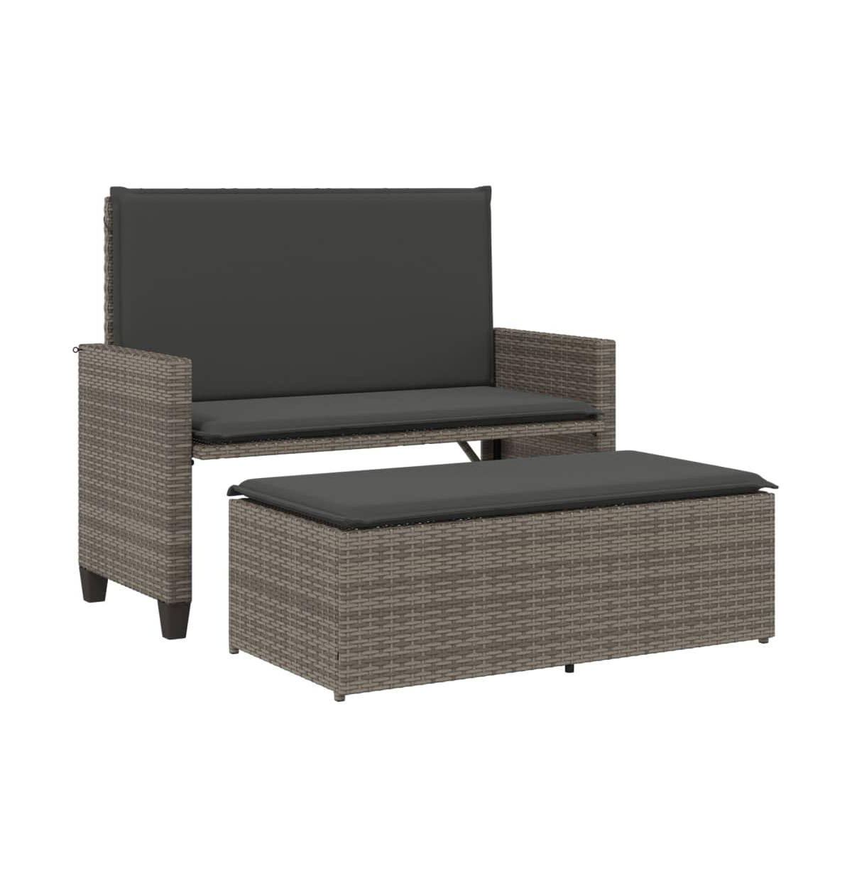 Click here for vidaXL Patio Bench with Cushions and Footstool Gra... prices