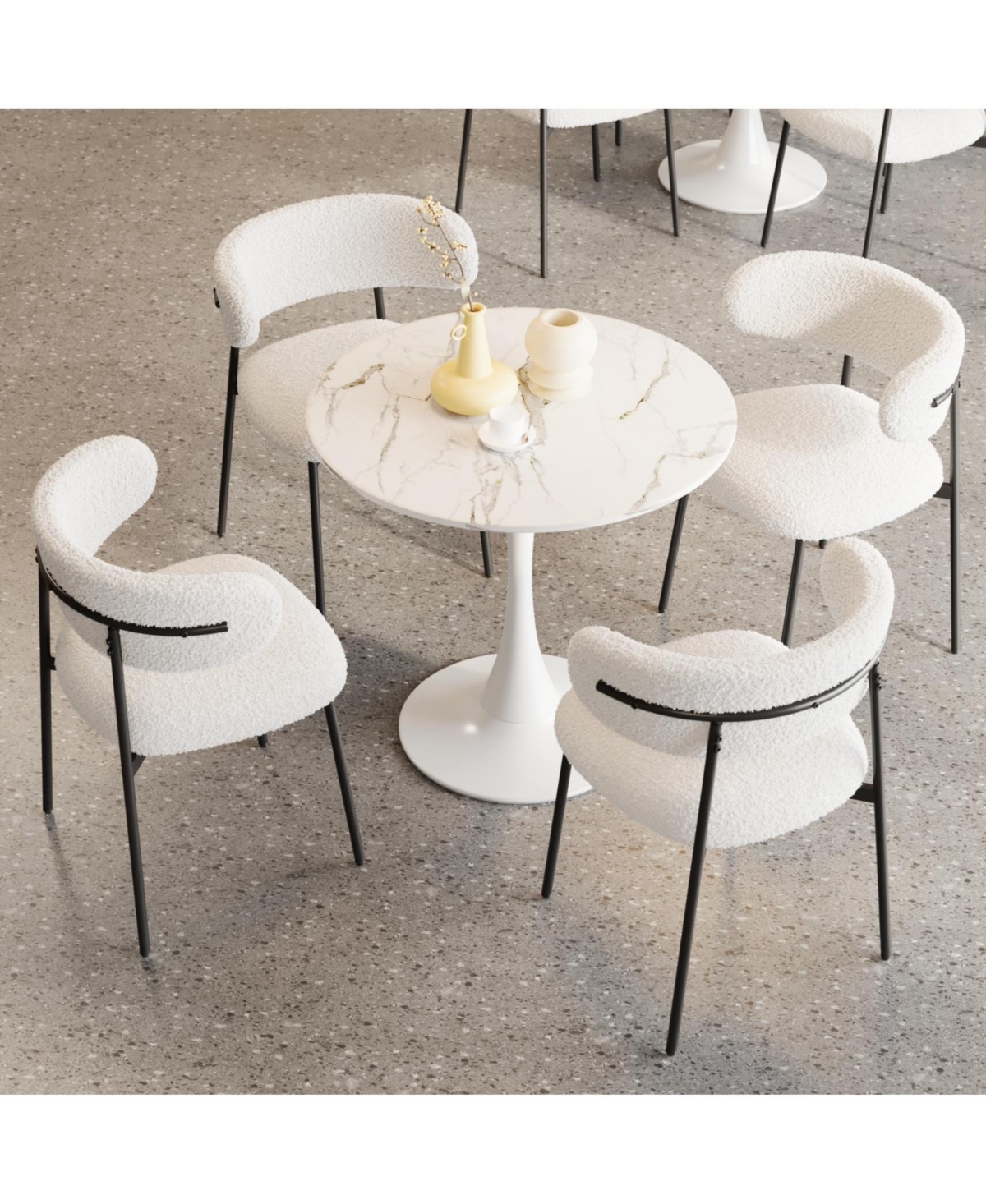 Click here for Streamdale 31.4" White Marble Round Table & 4... prices