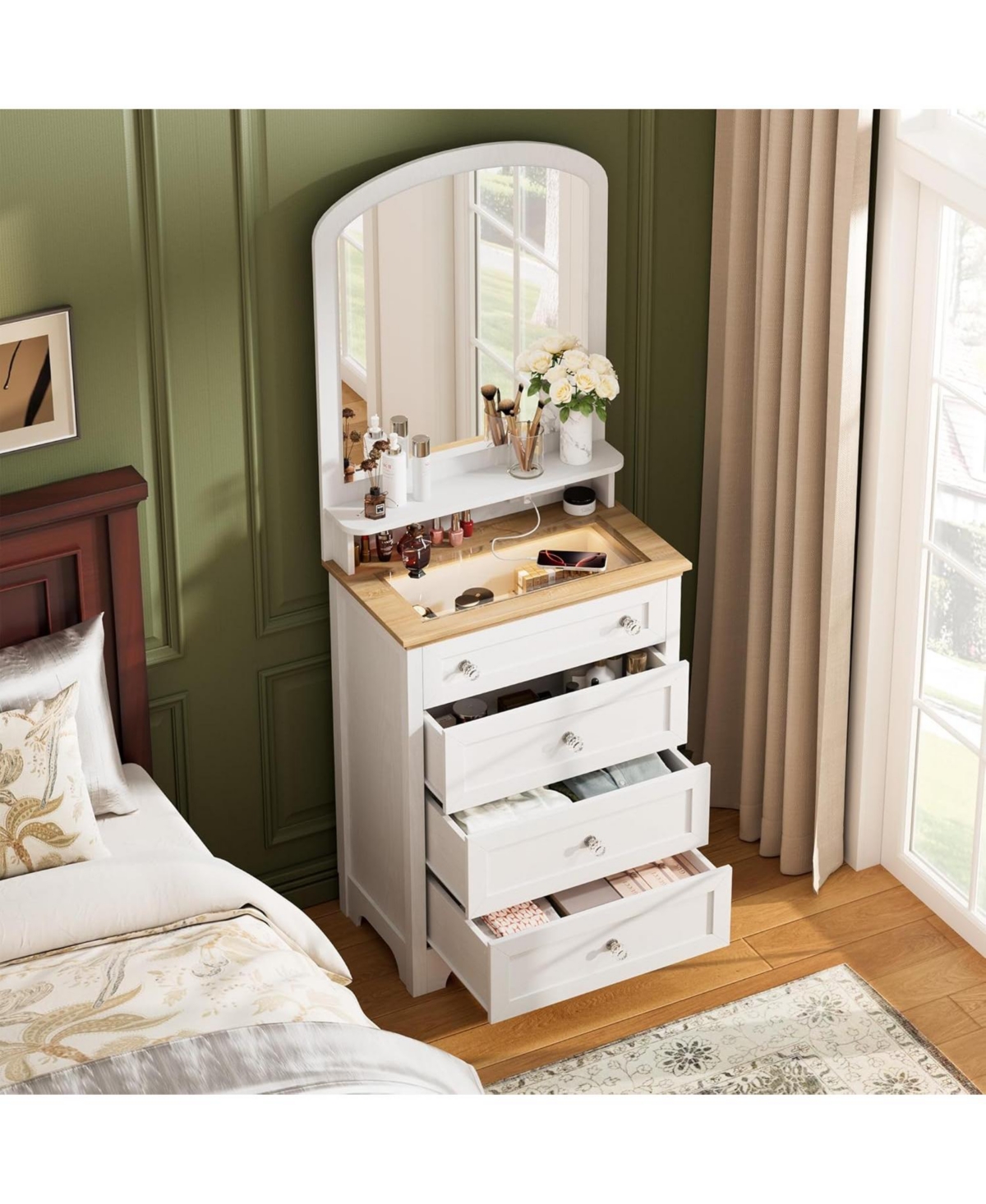 Click here for gaomon White Dresser with Mirror  4 Drawer Storage... prices