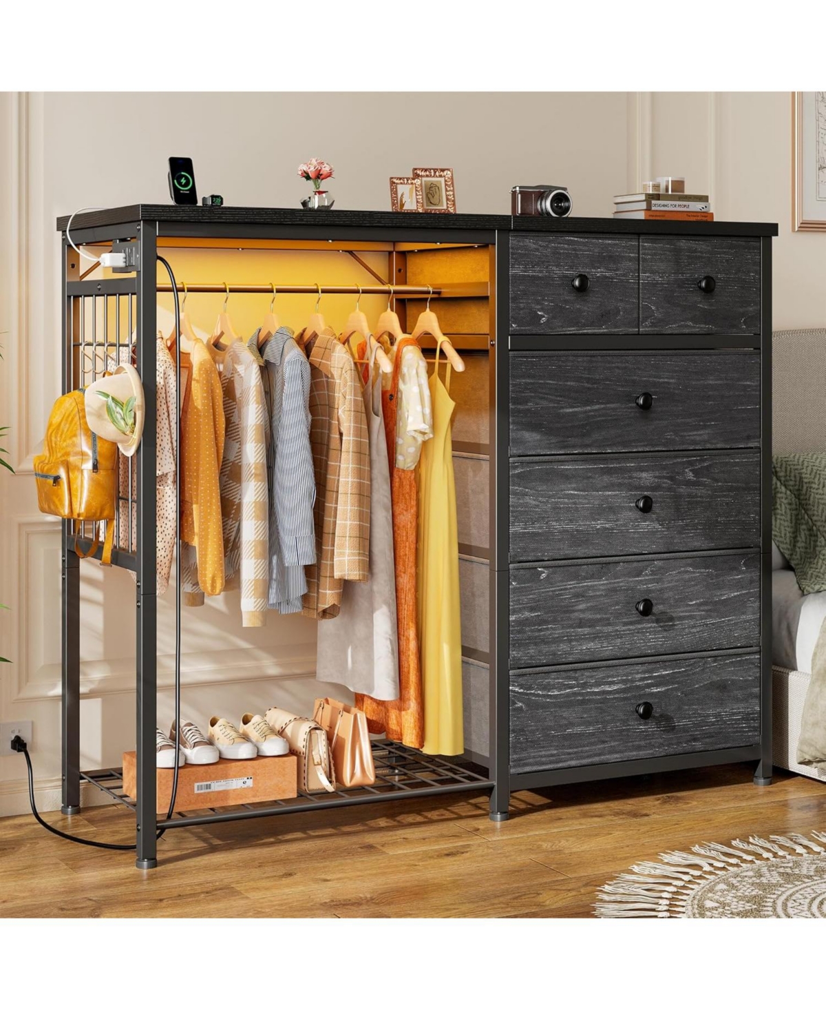 Click here for Lovmor 49W Dresser for Bedroom with Hanging Rack 6... prices