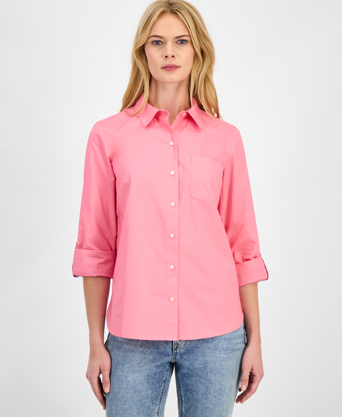 Click here for Nautica Jeans Womens Roll-Tab Button-Front Shirt -... prices