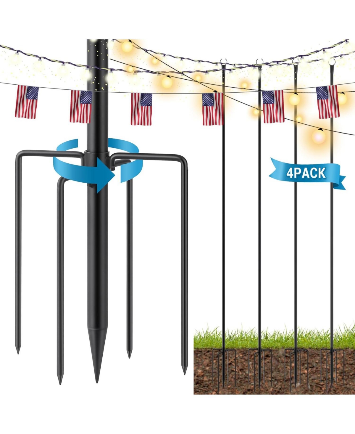 Click here for Gaomon 10 Ft String Light Poles 4 Pack  Metal Pole... prices