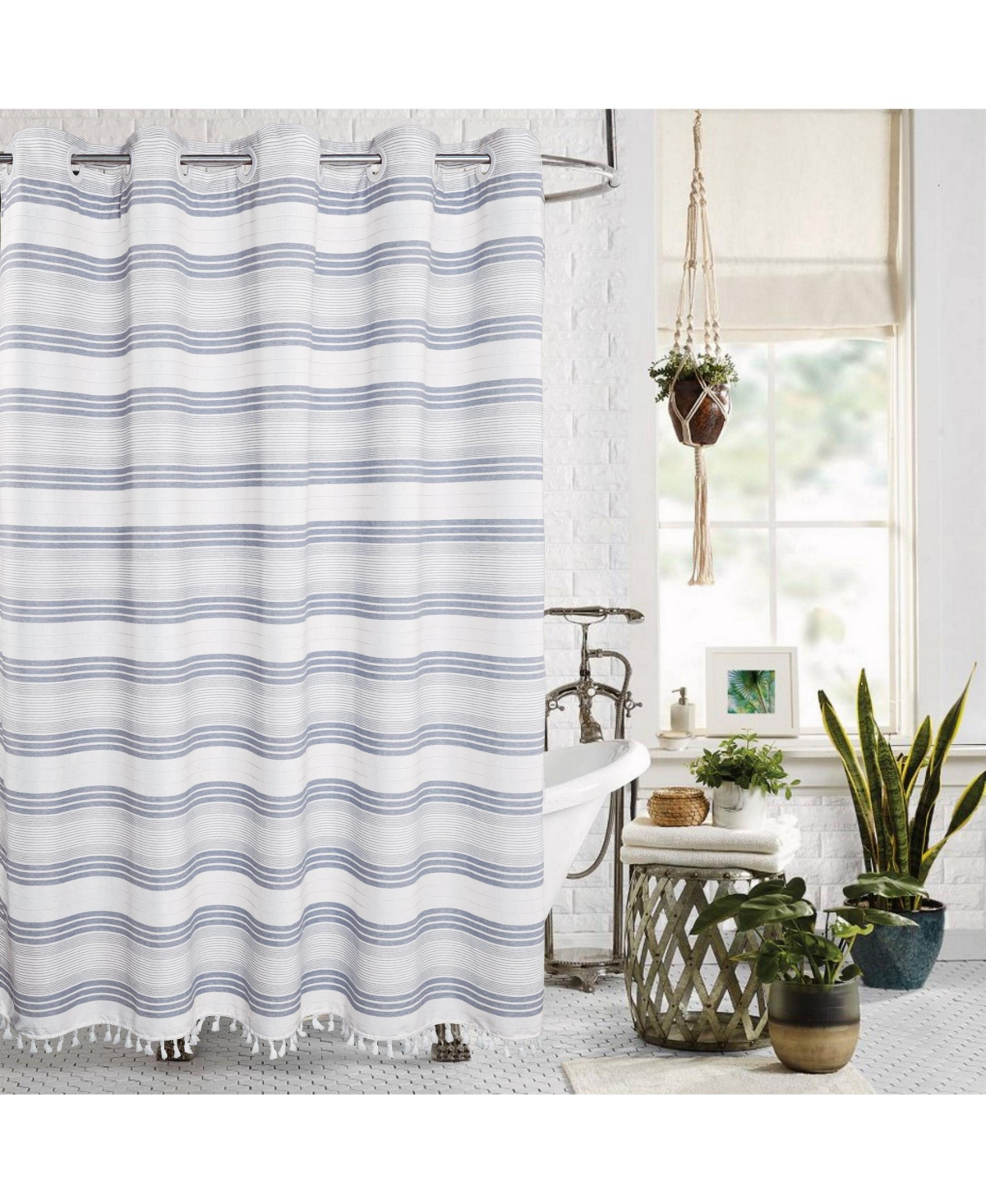 Click here for Awesome Home No hook Horizontal Beach Stripe Showe... prices