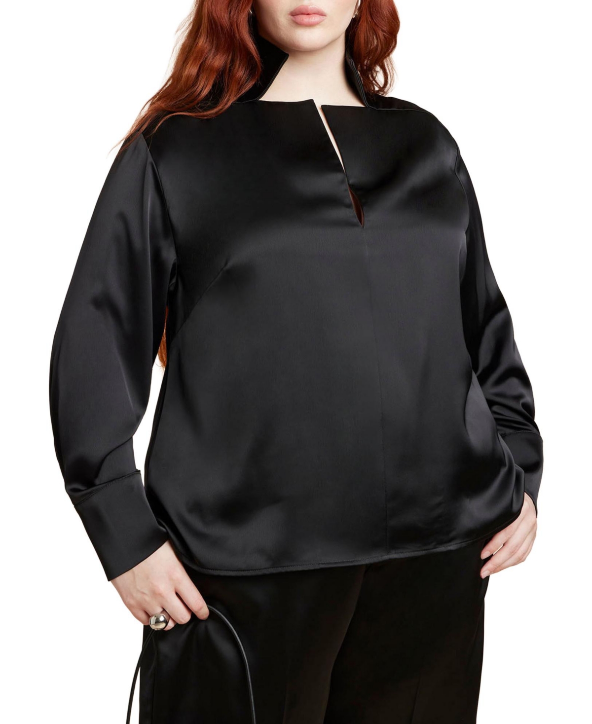 Click here for Eloquii Womens Deconstructed Neckline Blouse - Bla... prices