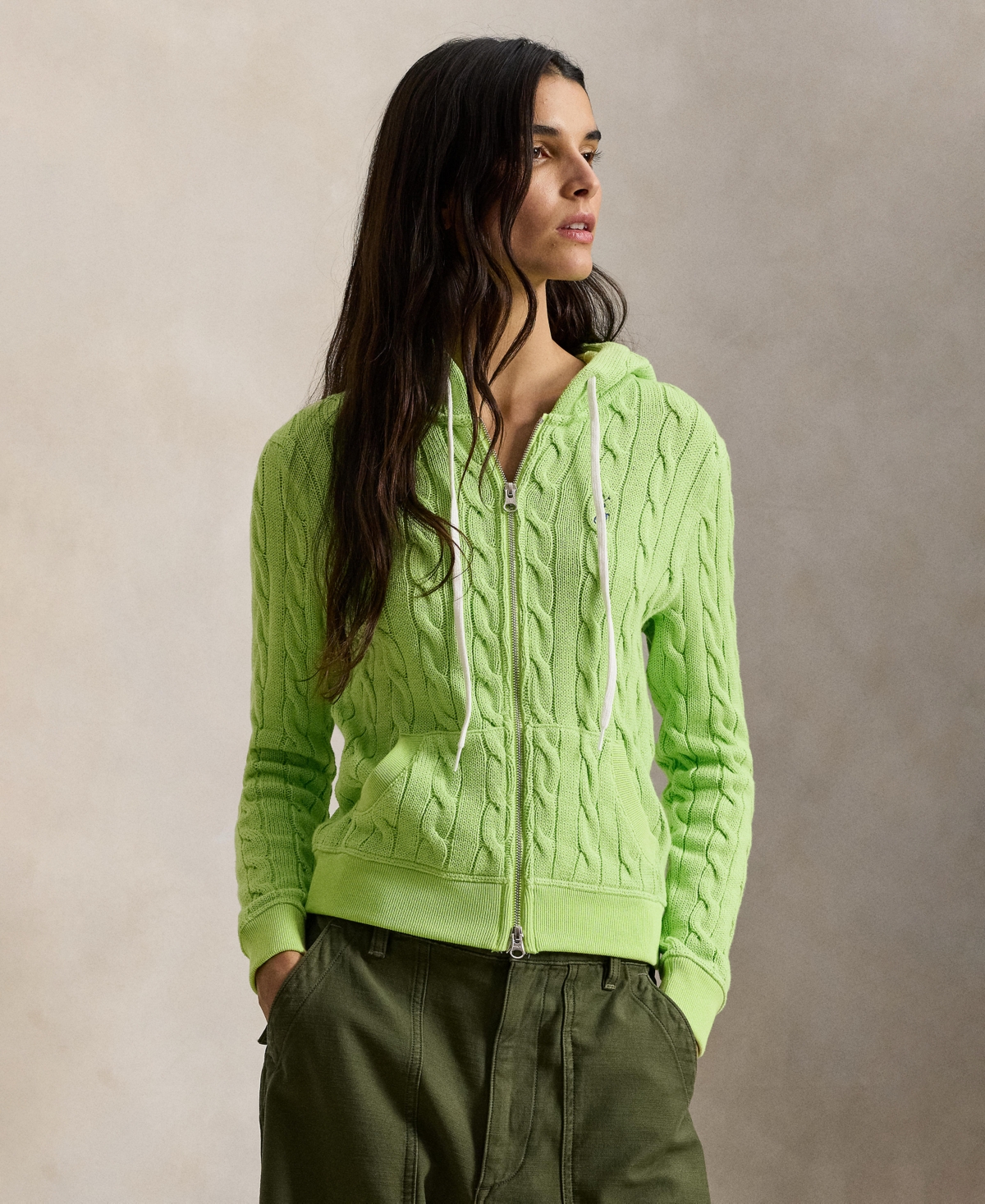 Click here for Polo Ralph Lauren Womens Cable-Knit Full-Zip Hoodi... prices