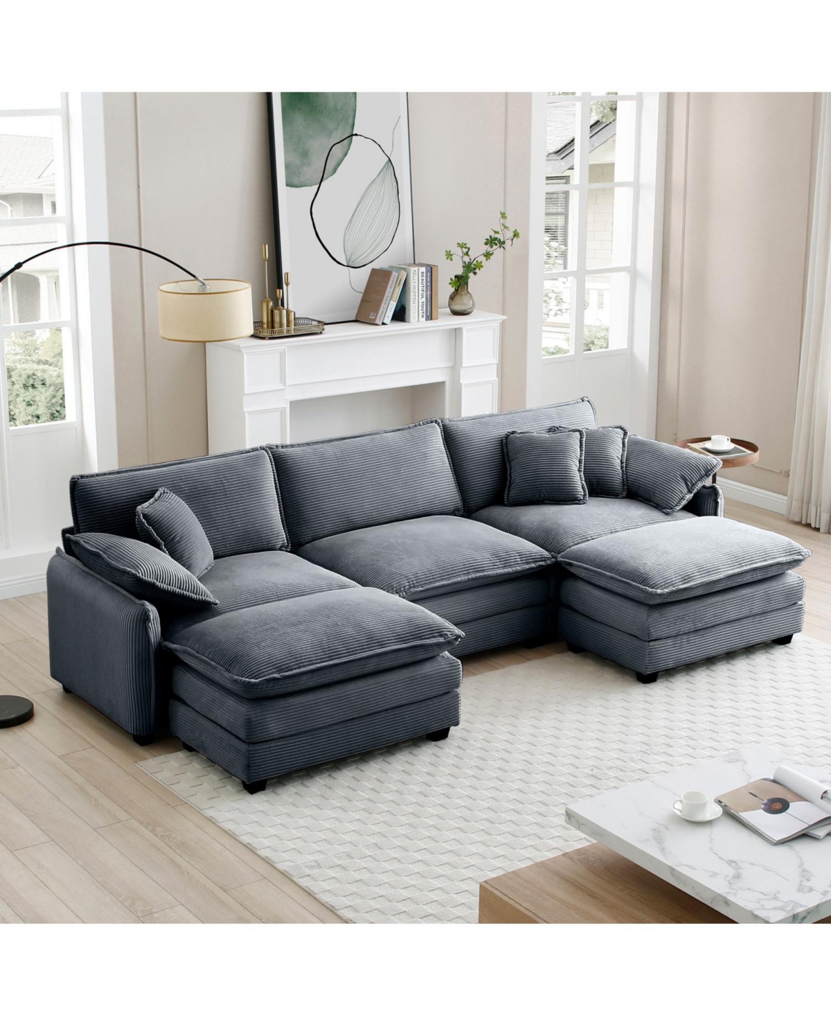 Click here for Streamdale Furniture Grey Corduroy Modular Sofa wi... prices