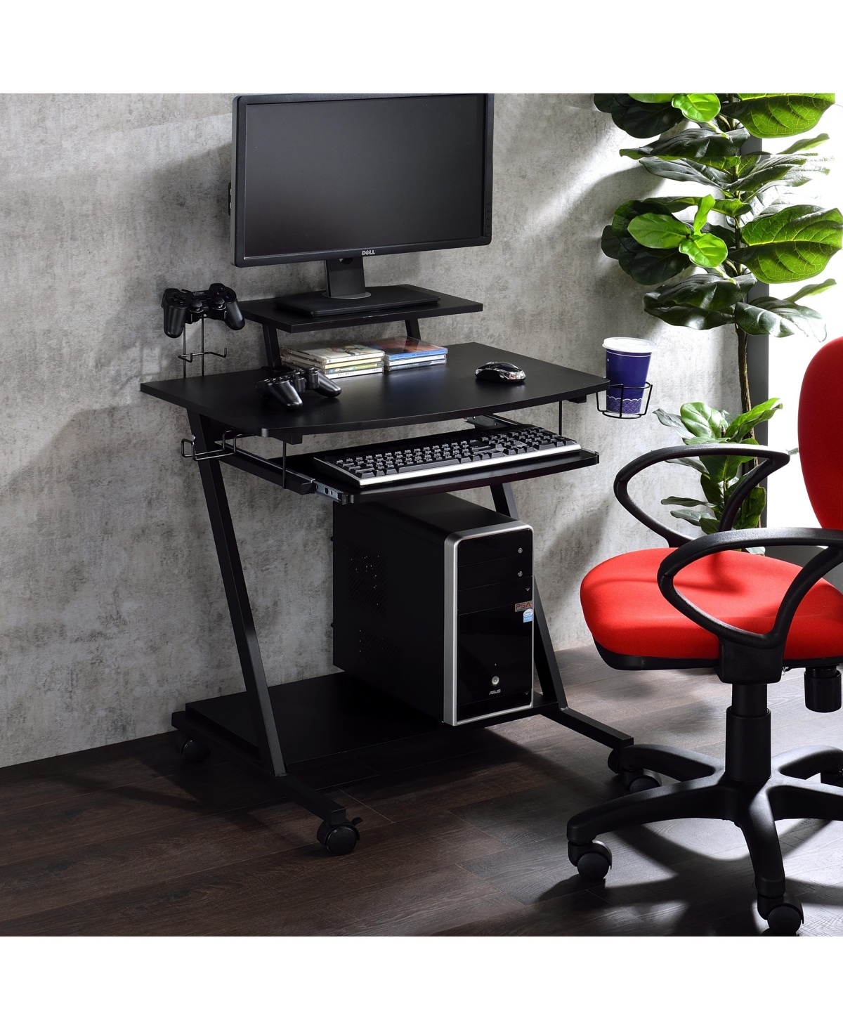 Click here for Flynama Black Gaming Desk with Keyboard Tray and W... prices
