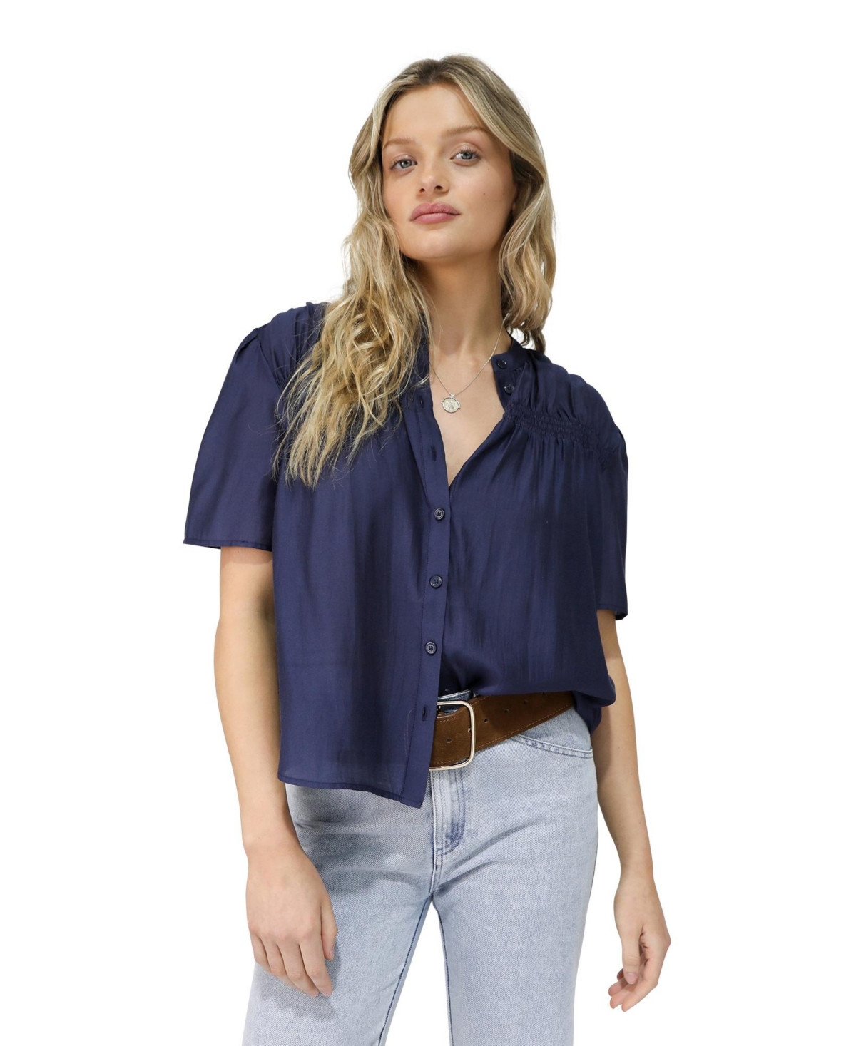 Click here for Belle & Bloom Womens Honeylace Blouse - Navy prices